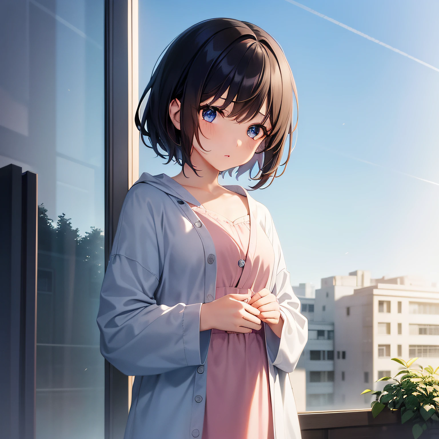 {1girl in,Shorthair, A dark-haired, blue eyess}, {absence - SeaArt AI