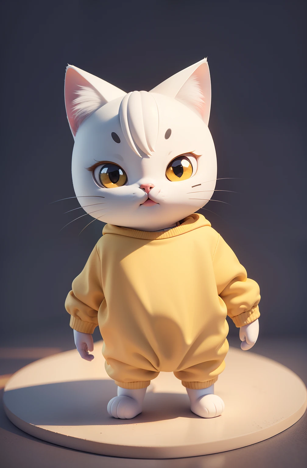 A close up of a white cat wearing a yellow shirt - SeaArt AI