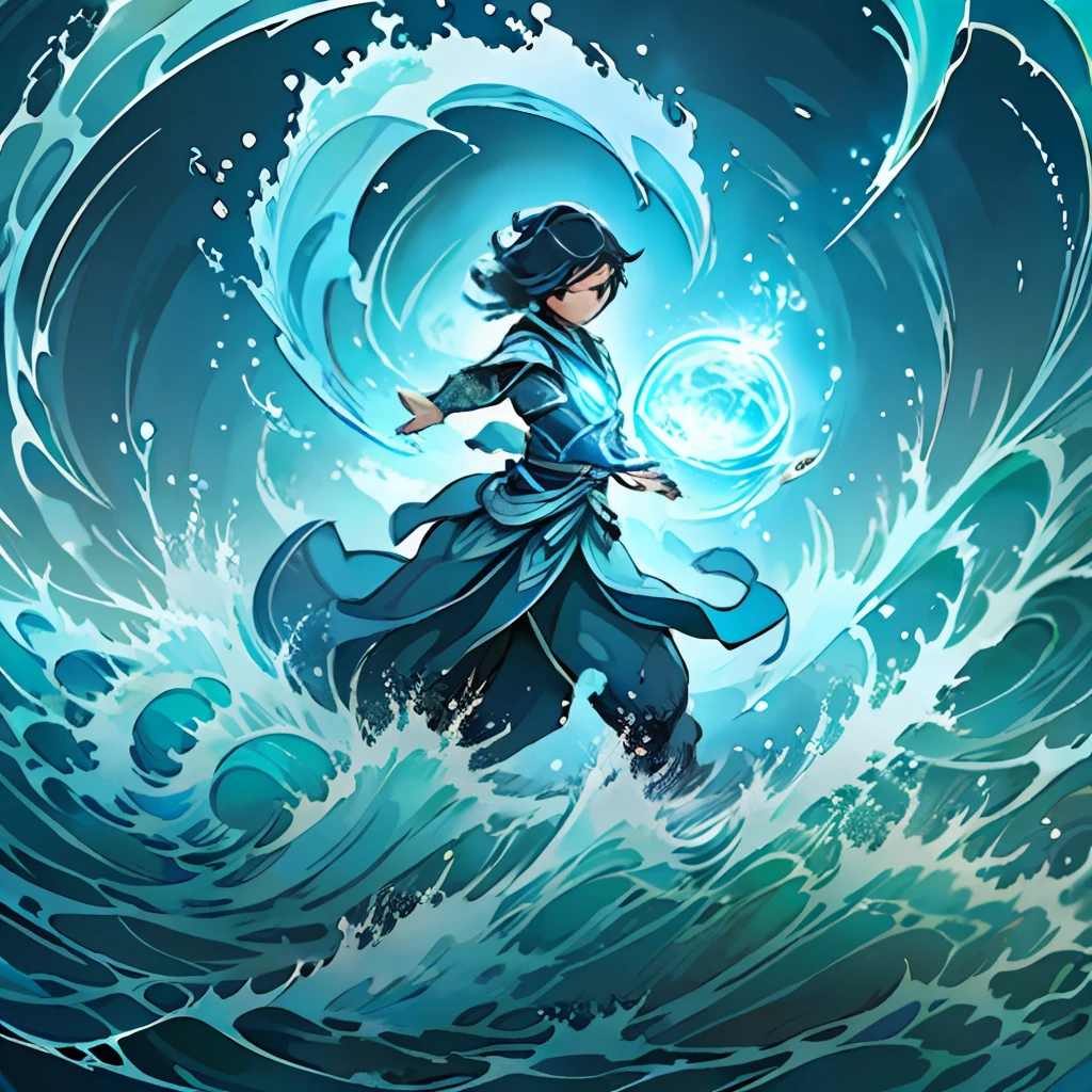A Pregirl,background Waves,water Sphere,striking Visual Effects,the