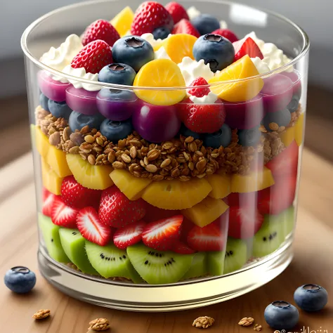 Clear! Here is a visual description of the Yogurt and Fruit Parfait ...