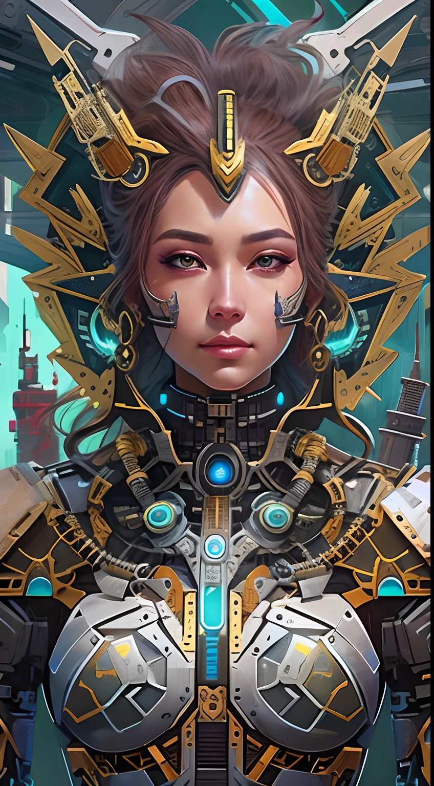 symmetry!! portrait of cyberpunk alien empress goddess mecha in the ...