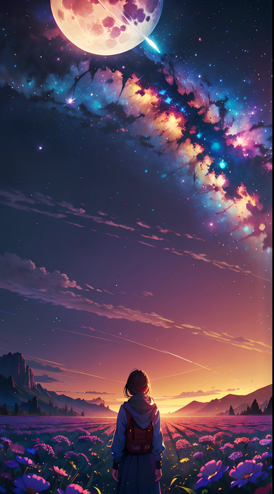 expansive landscape photograph , (a view from below that shows sky ...