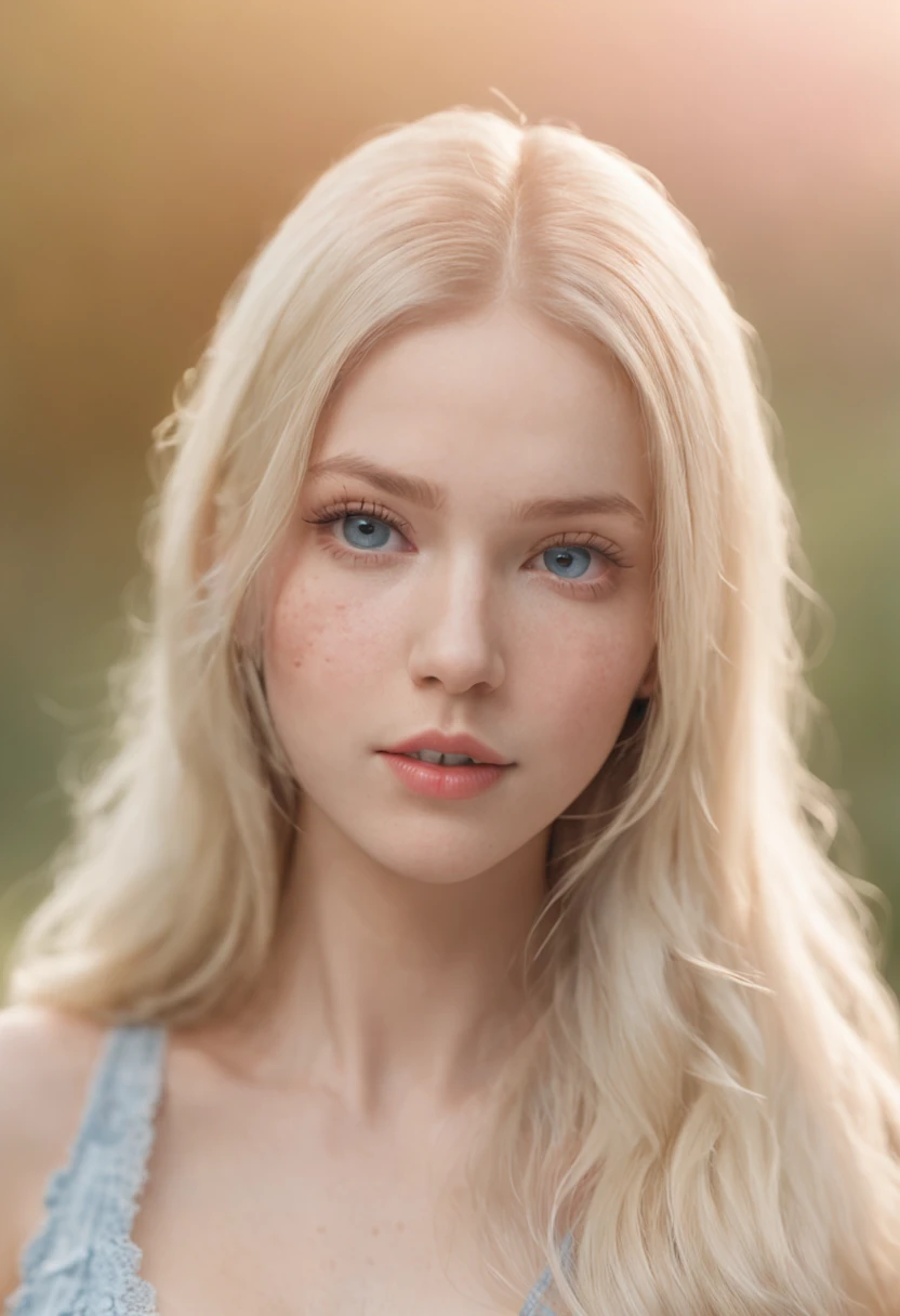 A close up of a woman with long blonde hair and blue eyes - SeaArt AI