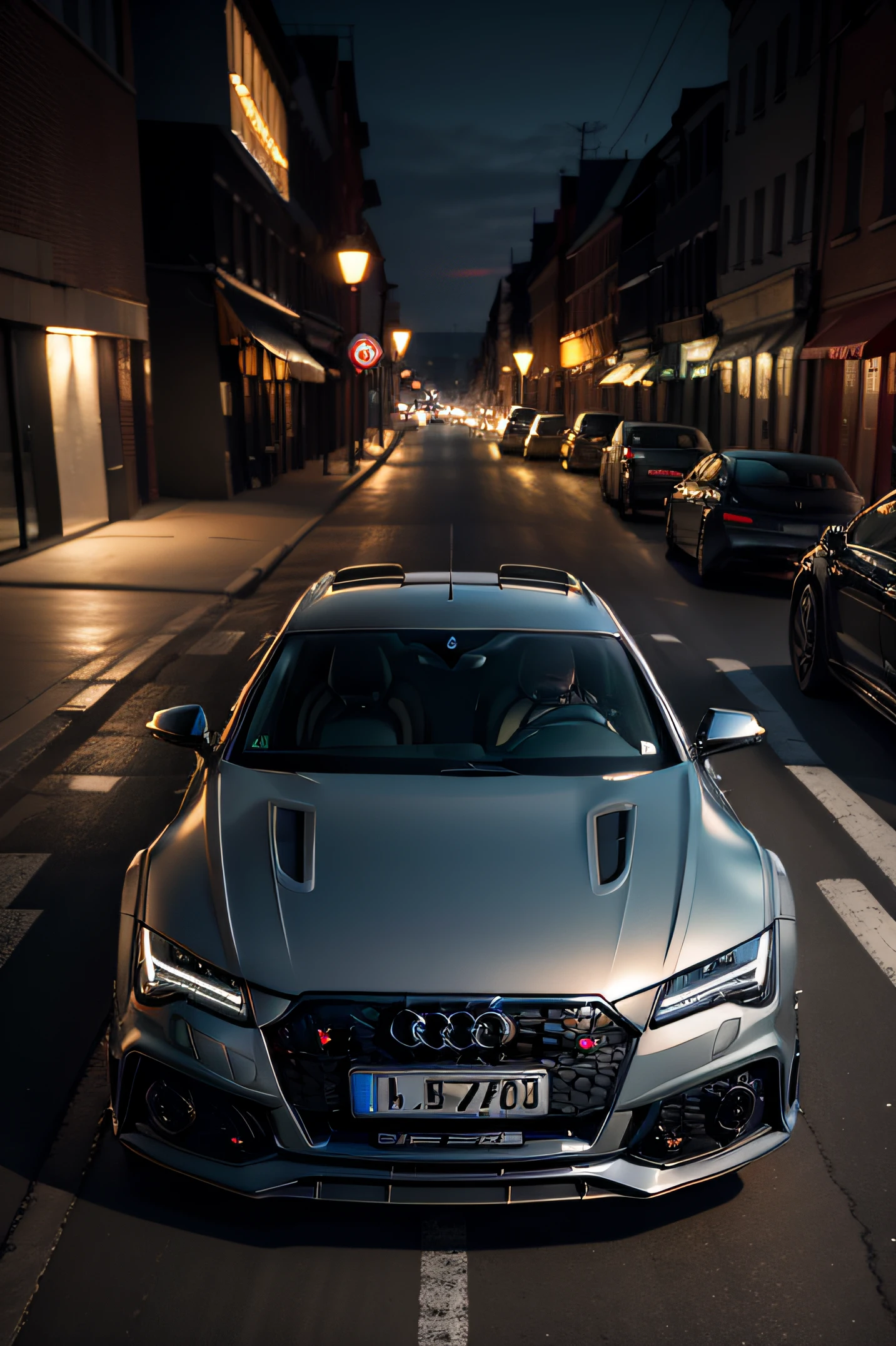 AUDI RS7 , machine, the night, The city - SeaArt AI