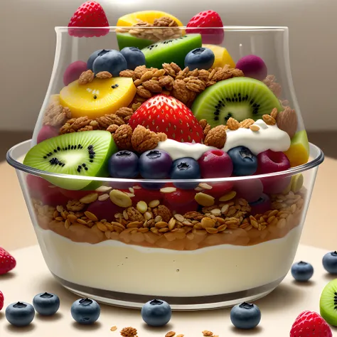 Clear! Here is a visual description of the Yogurt and Fruit Parfait ...