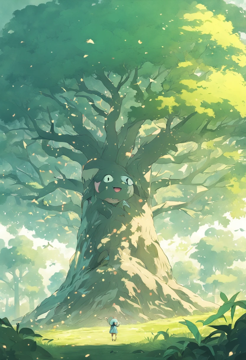 Pokémon, Virtual creatures like trees, Fill the background with white ...