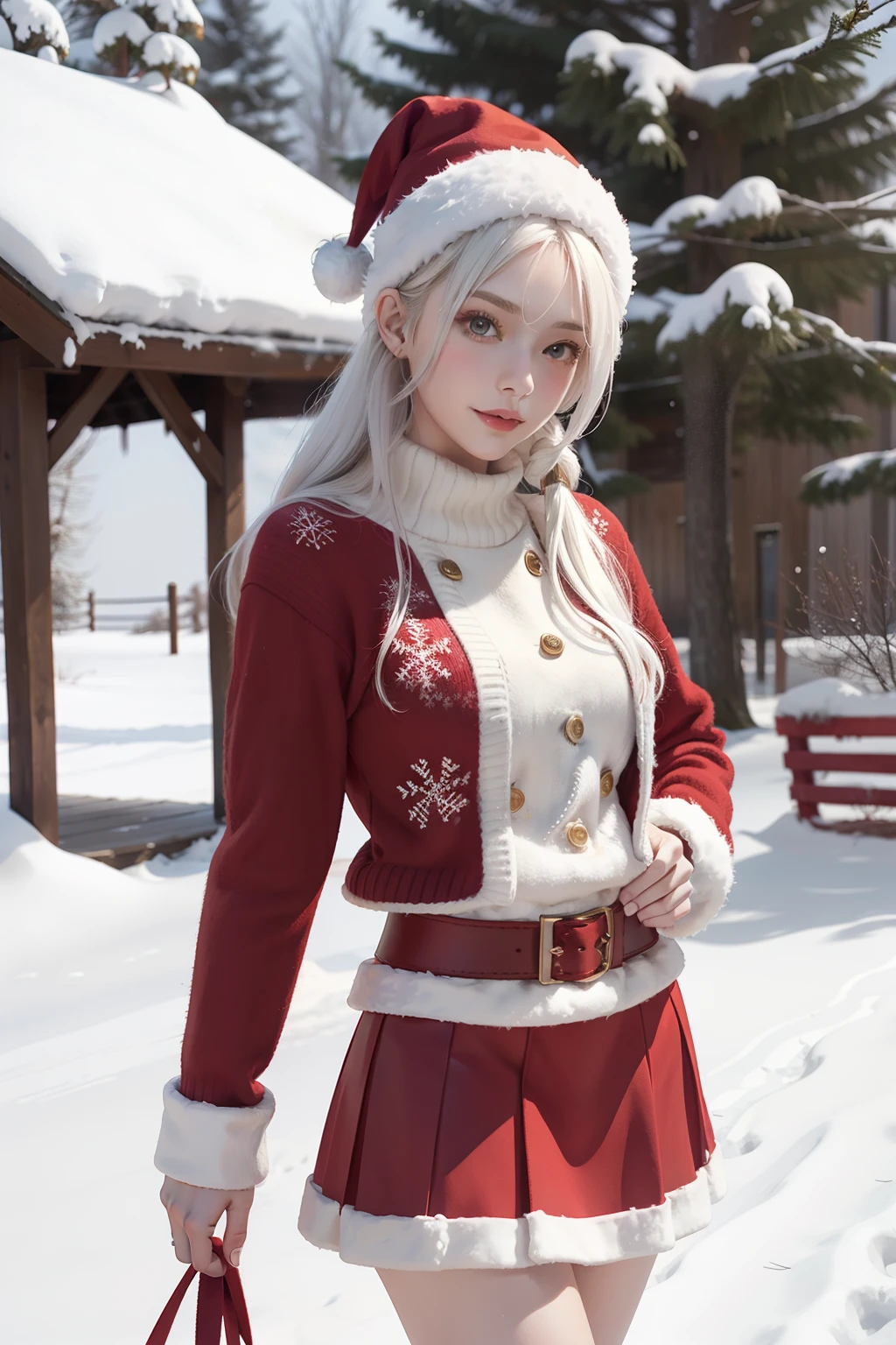 Araffe dressed in a santa outfit walking in the snow - SeaArt AI