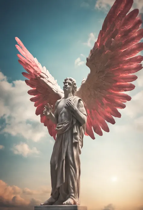 Angel coming from above, holding something in its hands as it hovers down, male angel - SeaArt AI