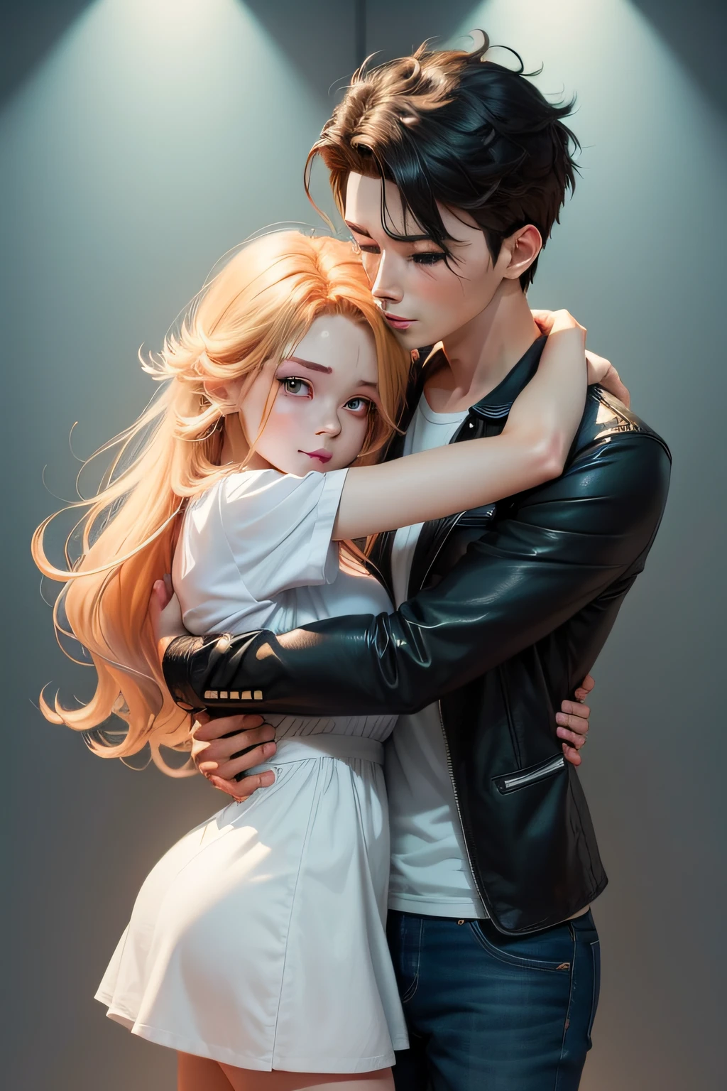 a cartoon image of a boy and a girl abrazando, alta calidad, abrazo, abrazando, webtoons - SeaArt AI