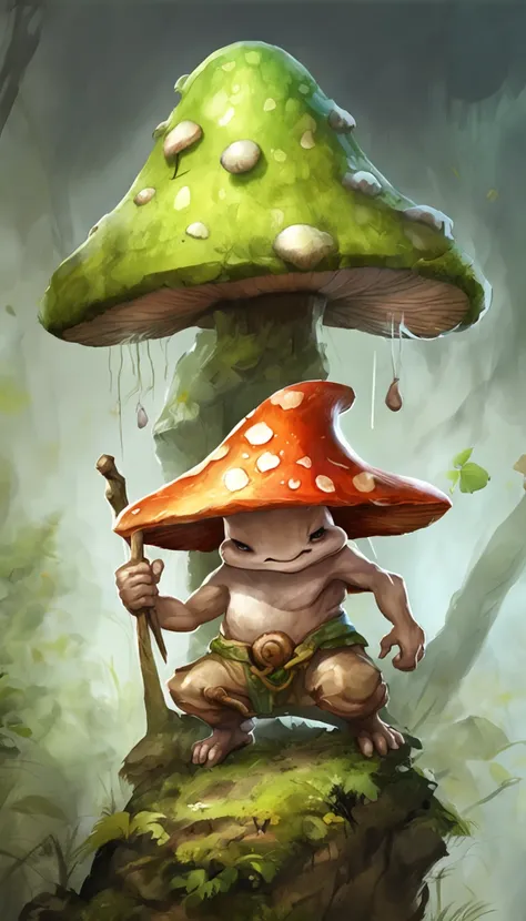 ((最高品質))、((マスターピース))、((擬人化されたオスのキノコの全身写真))、((とてもシンプルな背景))、(ゲームキャラクター ...