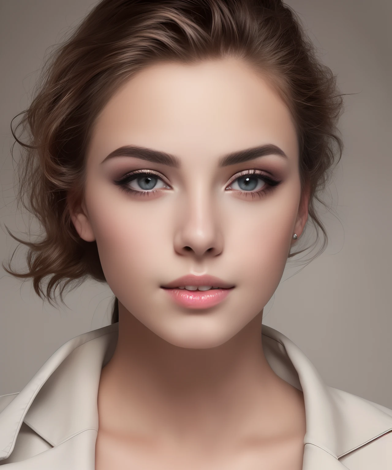 A Woman With A White Jacket And A Necklace On Her Neck Seaart Ai