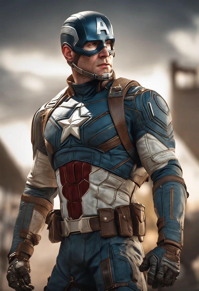 full body shot of captain america in white and gold armour style suit ...