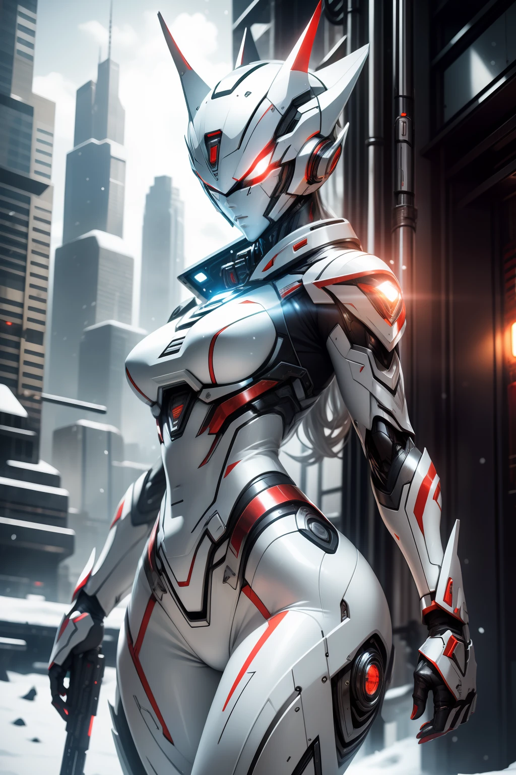 masterpiece、top-quality、hight resolution、cyberpunked、Real with creativity、White and red metal ...