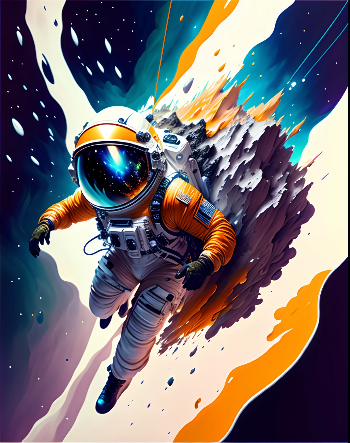 Astronaut in space with a rocket and a planet in the background - SeaArt AI