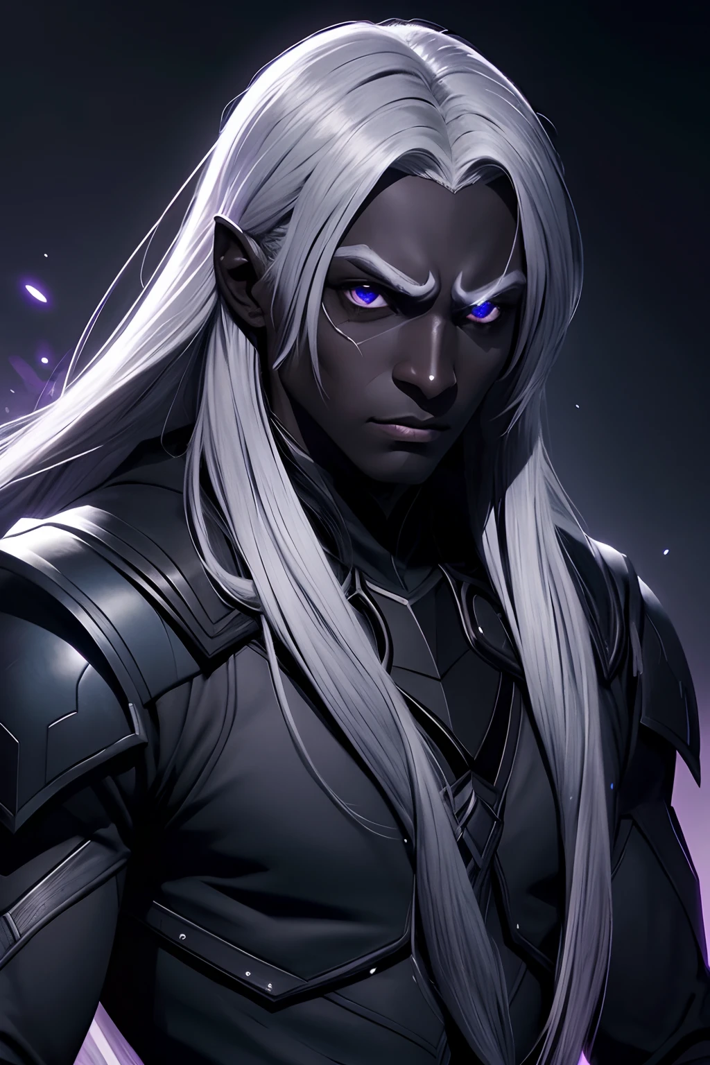 Drow, male, dark black skin, l - SeaArt AI