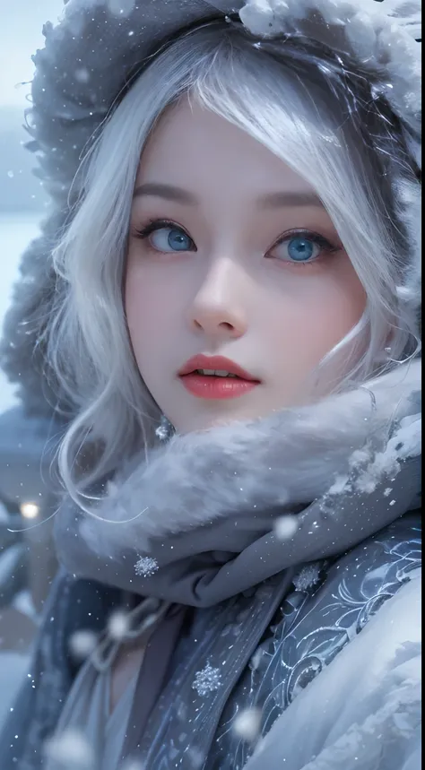 solo, snow, snowing, blonde hair, long hair - SeaArt AI