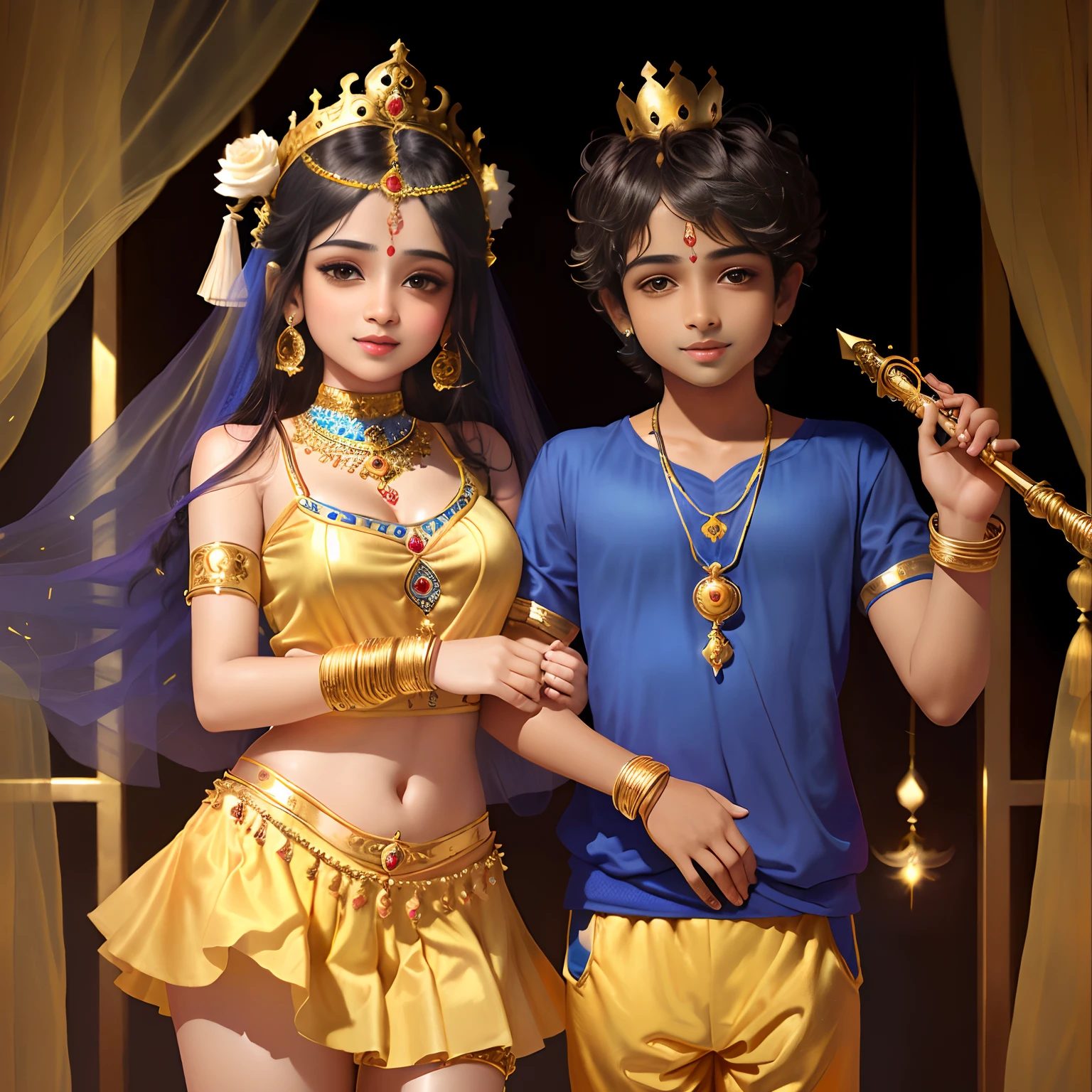 There are two people dressed in costumes posing for a picture - SeaArt AI