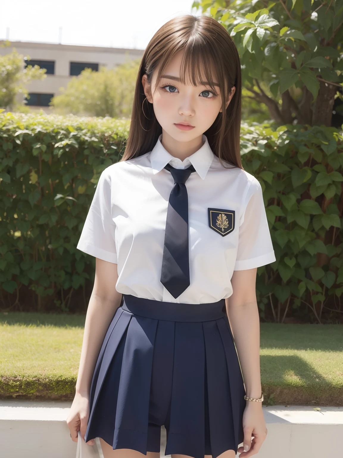 Arafed asian woman in a school uniform posing for a picture - SeaArt AI