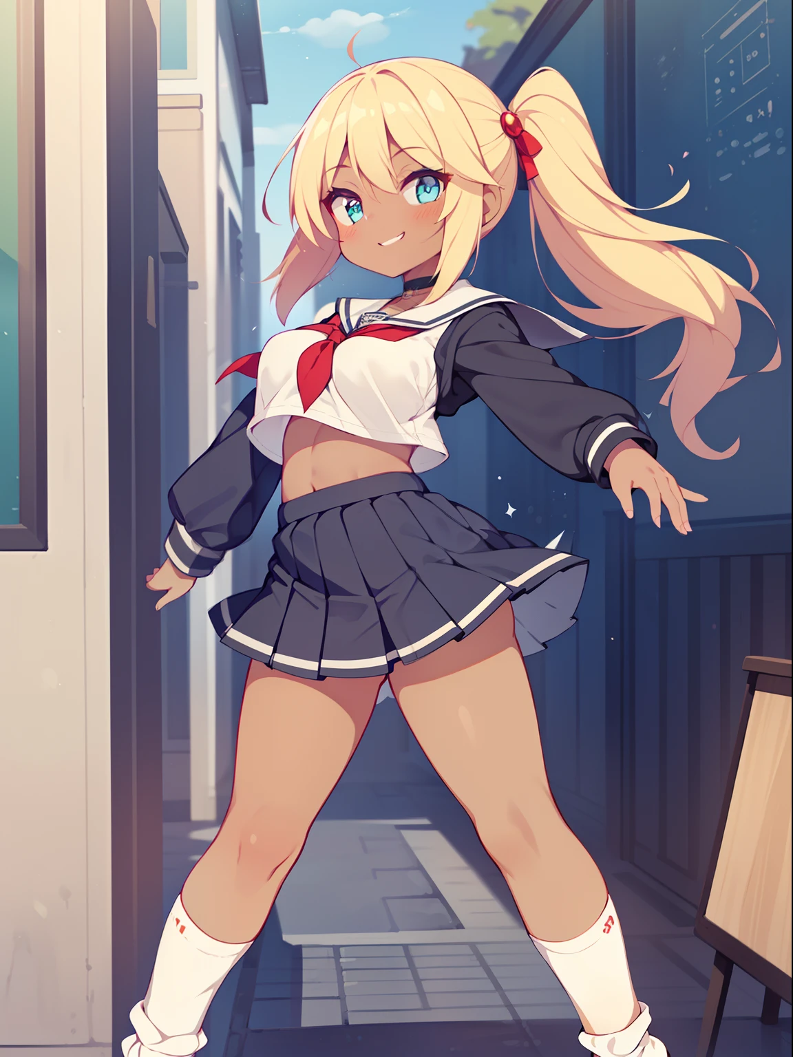 1girl in, Solo, masutepiece, nffsw、Shaders、Brilliant Textured Work、(gals:1.3)、(dark skin:1.5)、a ...