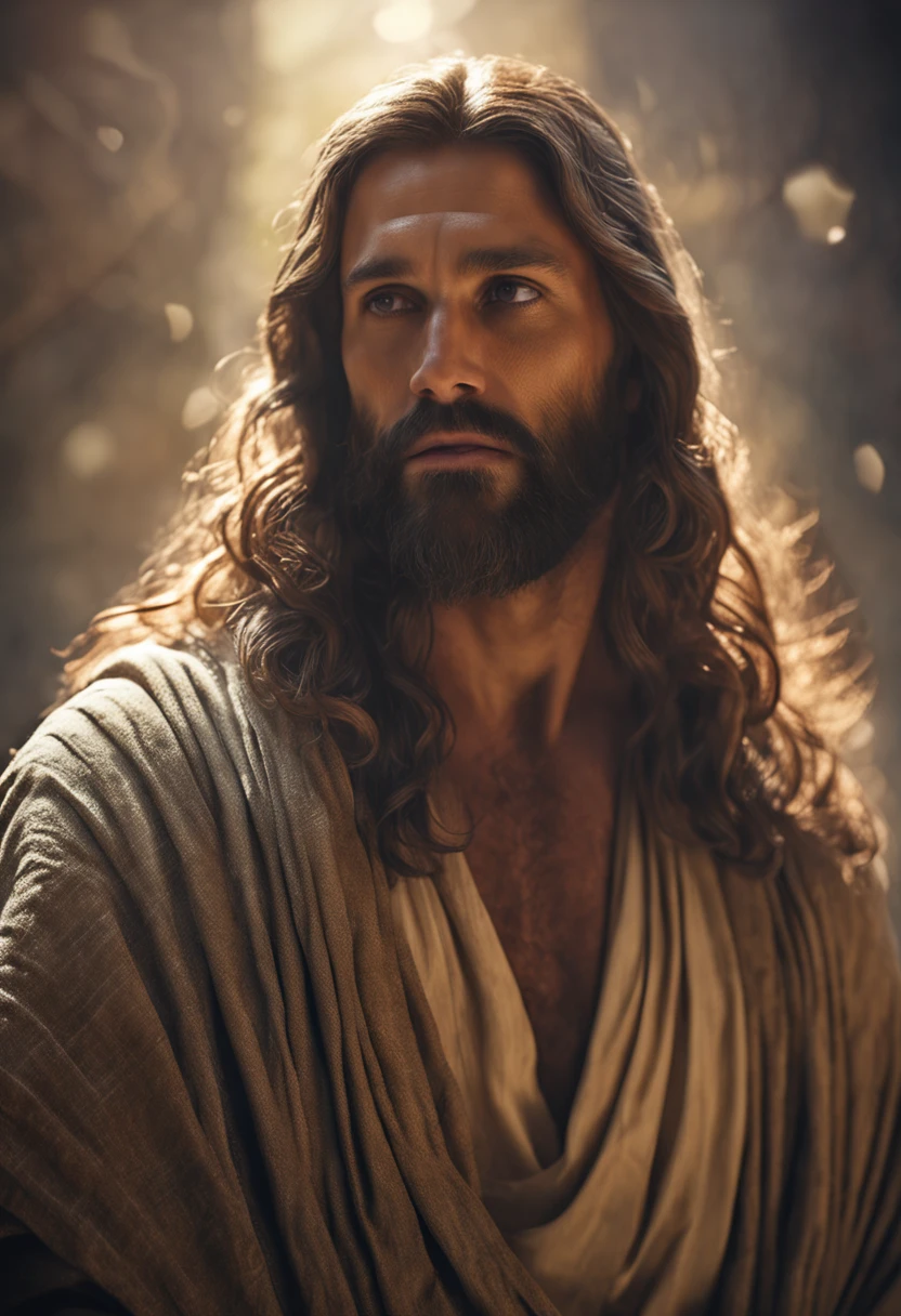 Imagem Arafed de um homem com cabelo comprido e barba, portrait of Jesus Cristo, Jesus Cristo ...