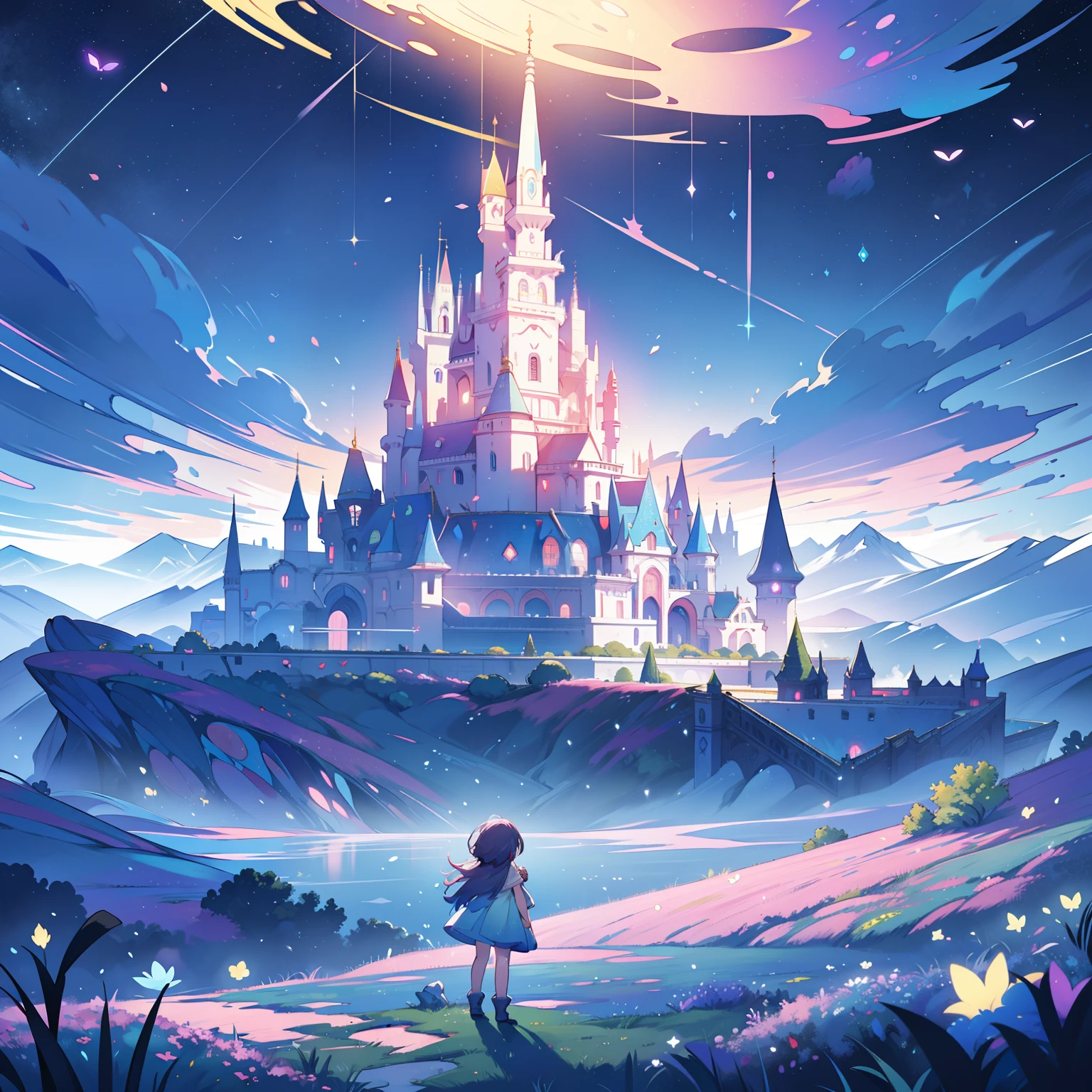 "A dreamlike scenery with vibrant colors, surreal elements, and a sense of wonder. Imagine a ...