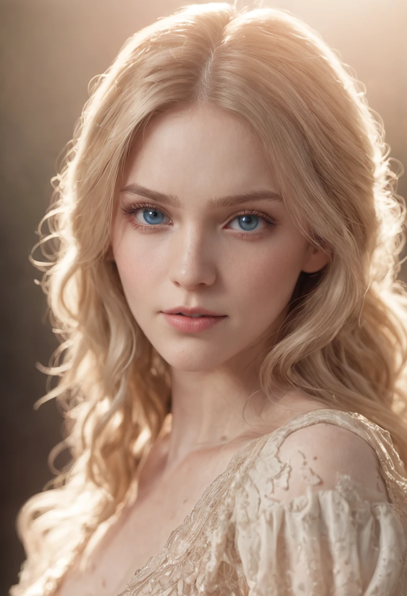 1 Beautiful Girl Upper Body Standing Photo Blond Hair Blue Eyes Wavy Hair Masterpiece