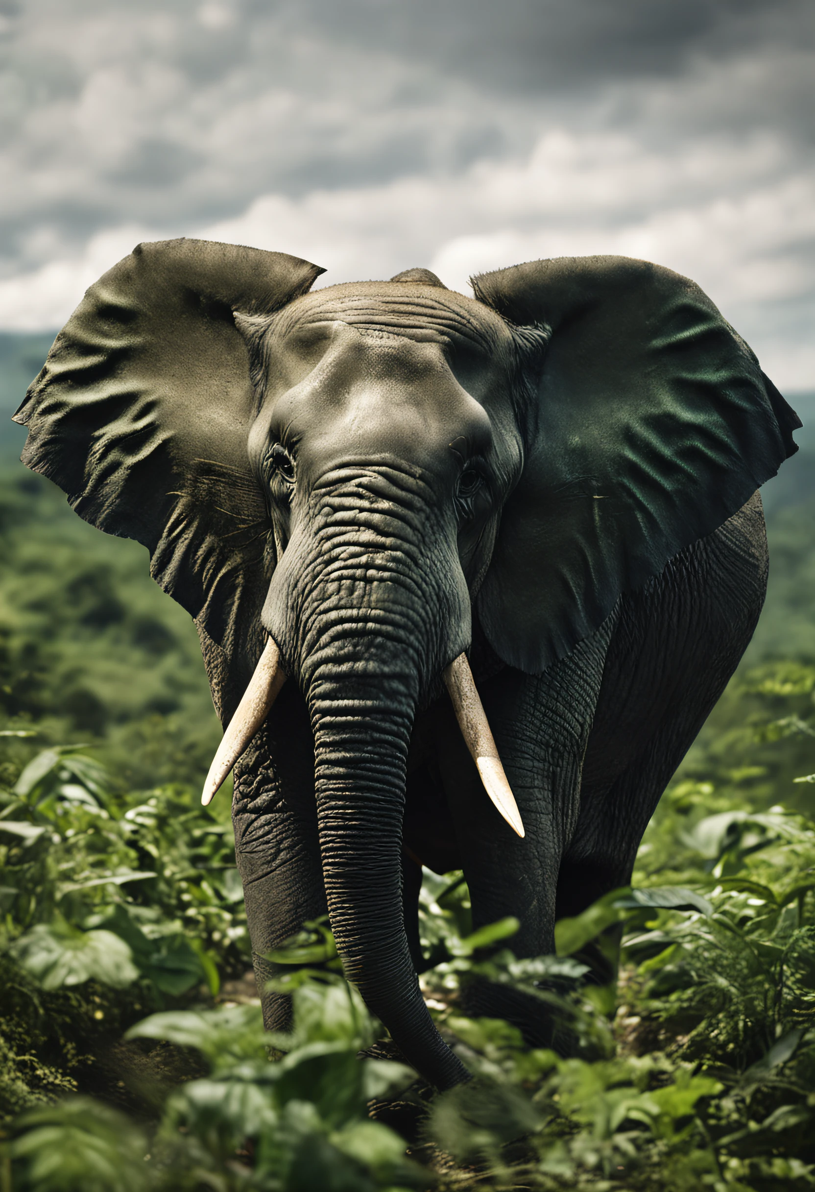 High nation-geographic symmetrical close-up portrait shoot in green ...