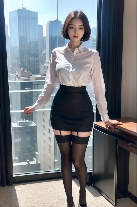 (Light underwear upper-class elite secretary), Sit by the window ...