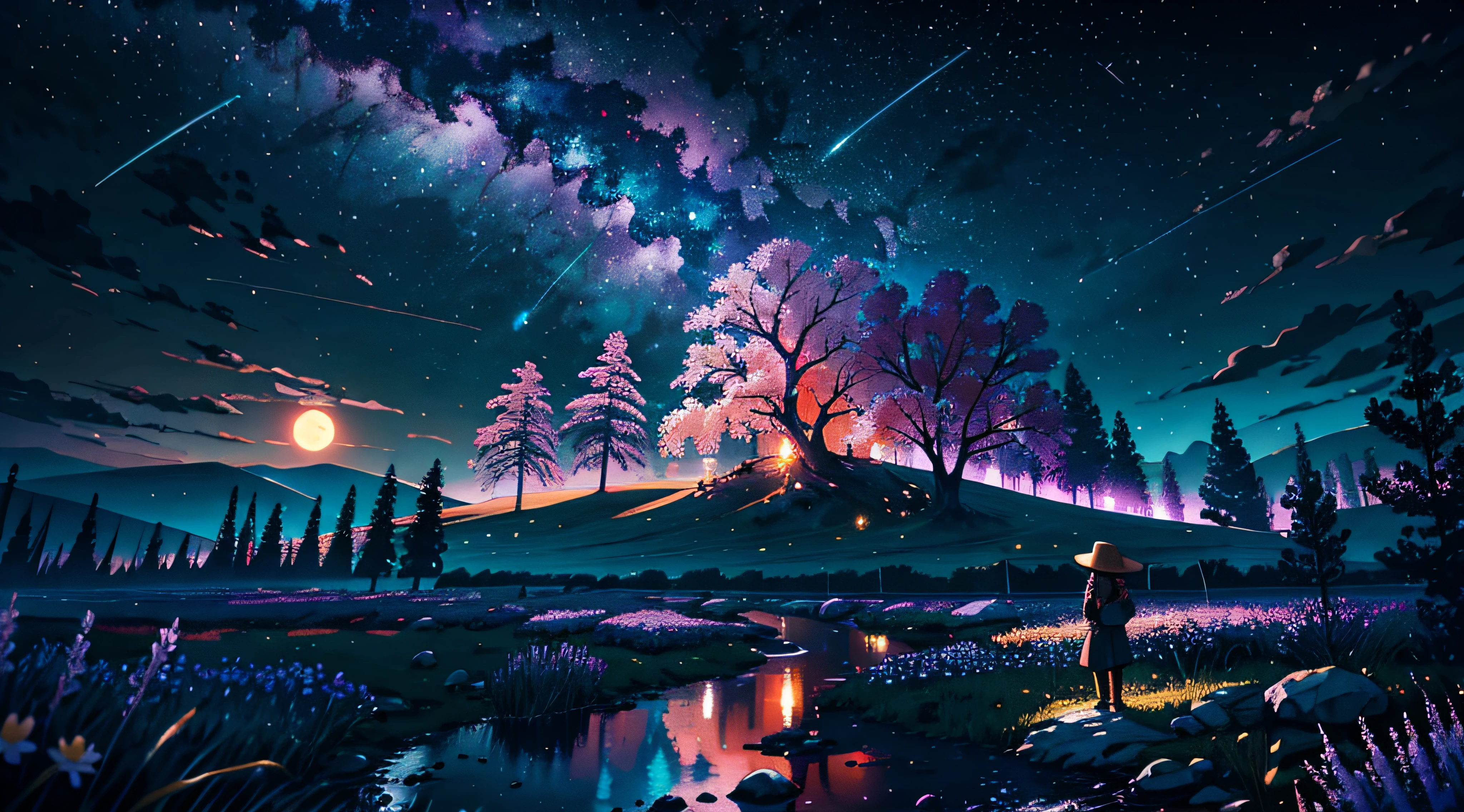 Expansive landscape photograph, (view from below with a view of the sky ...