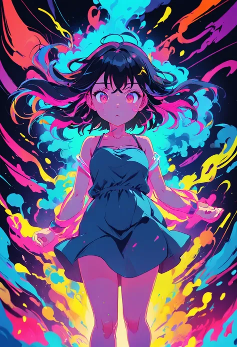 neon colors, cartoon style ill - SeaArt AI