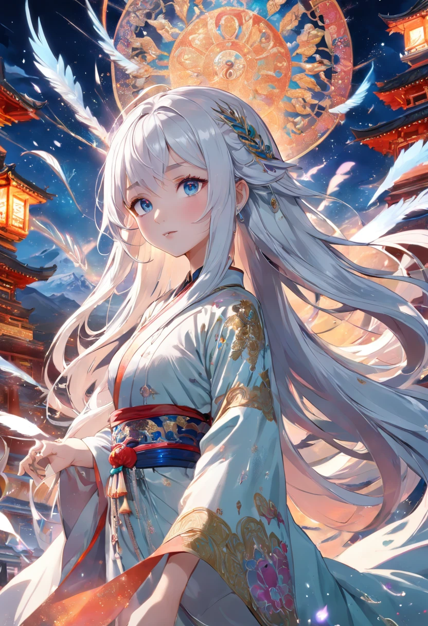 A Pregirl Thangka Legend,long Whitr Hair Aqua Eyes Long Eyelasher