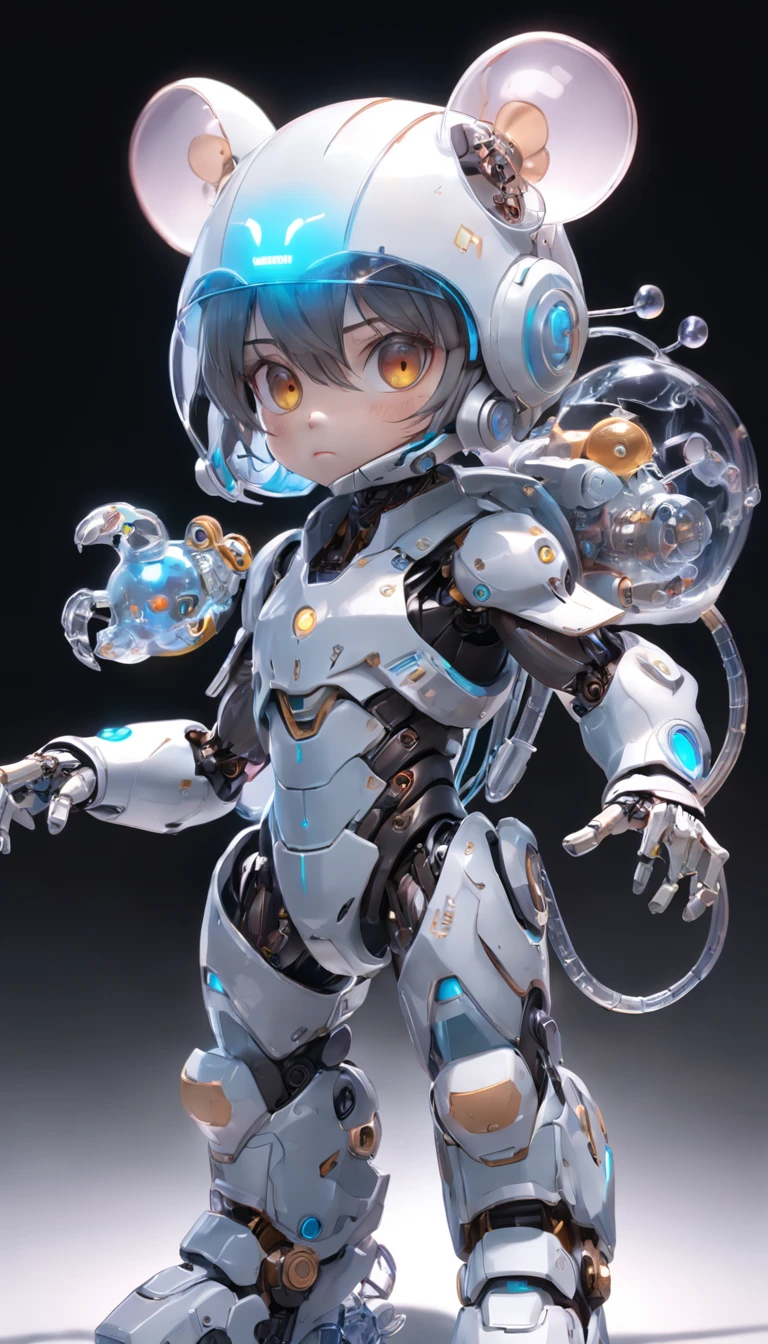 A close up of a toy figure of a robot with a mouse ear - SeaArt AI