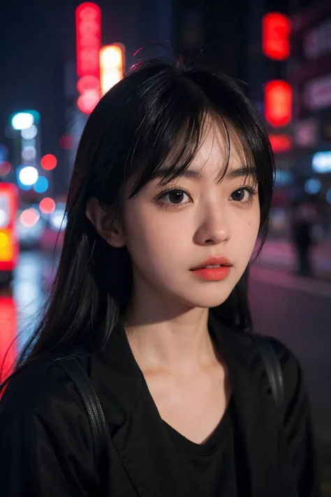 1girl, Tokyo street,night, cityscape,city lights - SeaArt AI