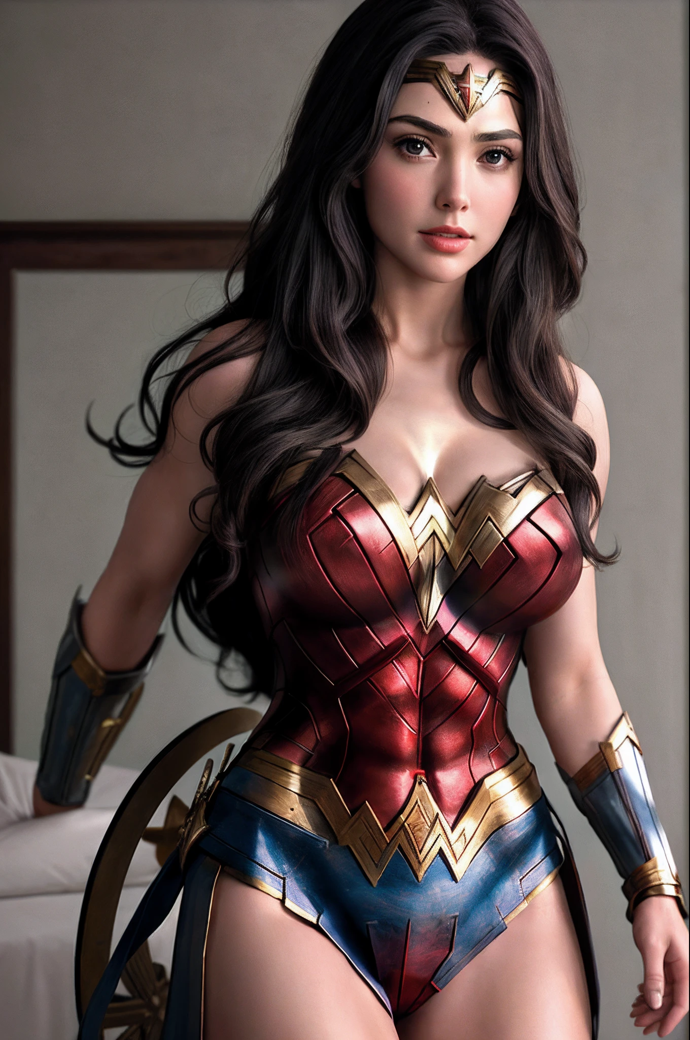 A woman in a wonder costume posing for a picture - SeaArt AI