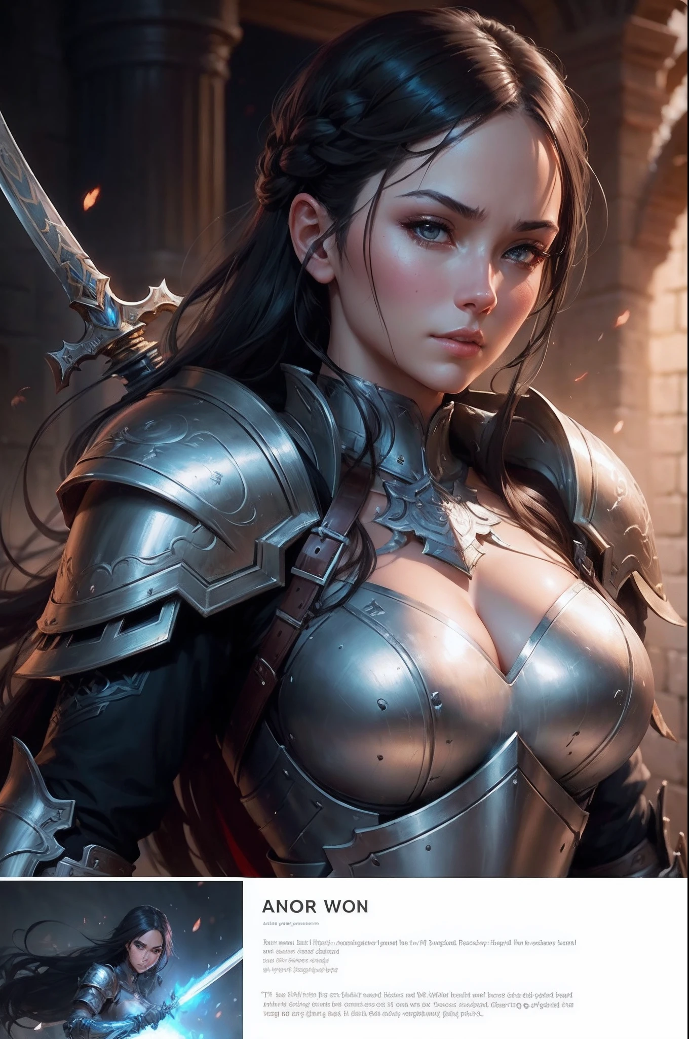 a close up of a woman in armor holding a sword, style of wlop, Stunning character art, detailed ...