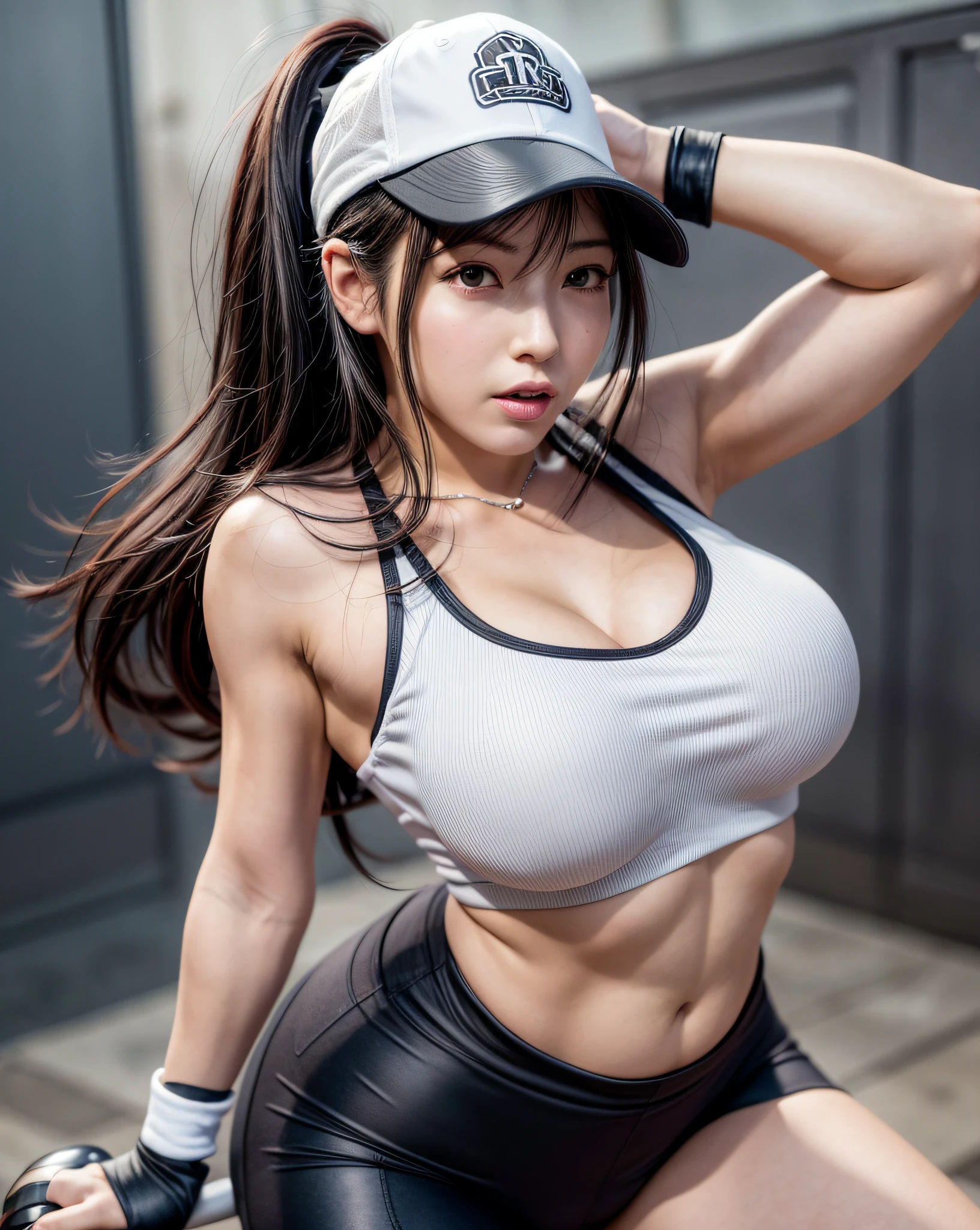 a girl with a baseball cap on - SeaArt AI