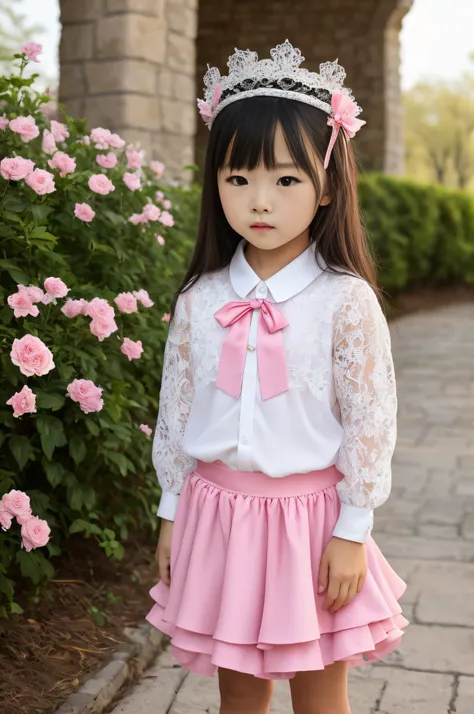 Beautiful wearing white silk and short skirt，little breast --auto - SeaArt AI