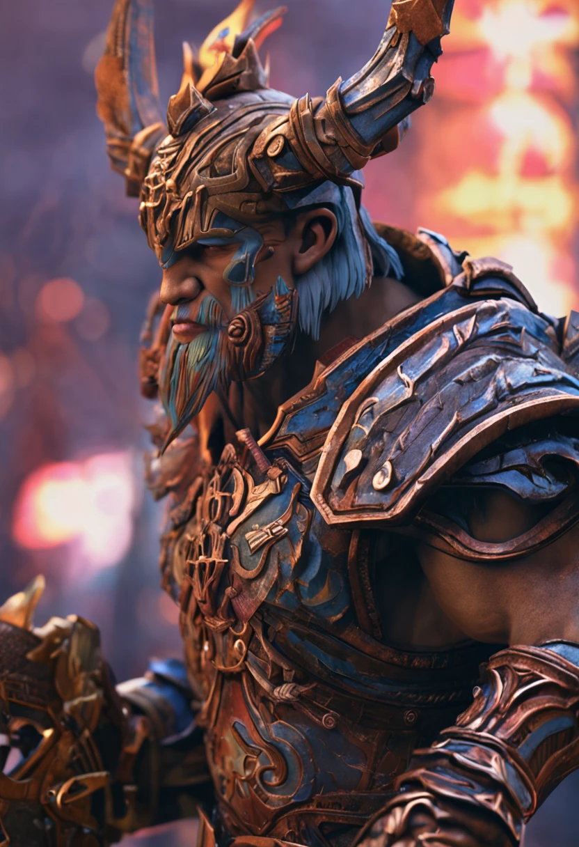 A close up of a statue of a man with a horned head - SeaArt AI