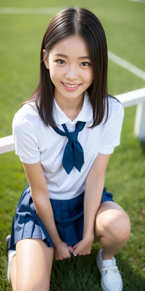 neat college girl, person, (school uniform, summer uniform, short sleeves) - SeaArt AI