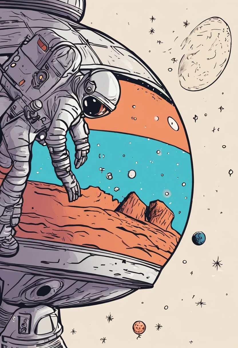 Astronaut in space suit standing on a space station with planets in the background - SeaArt AI