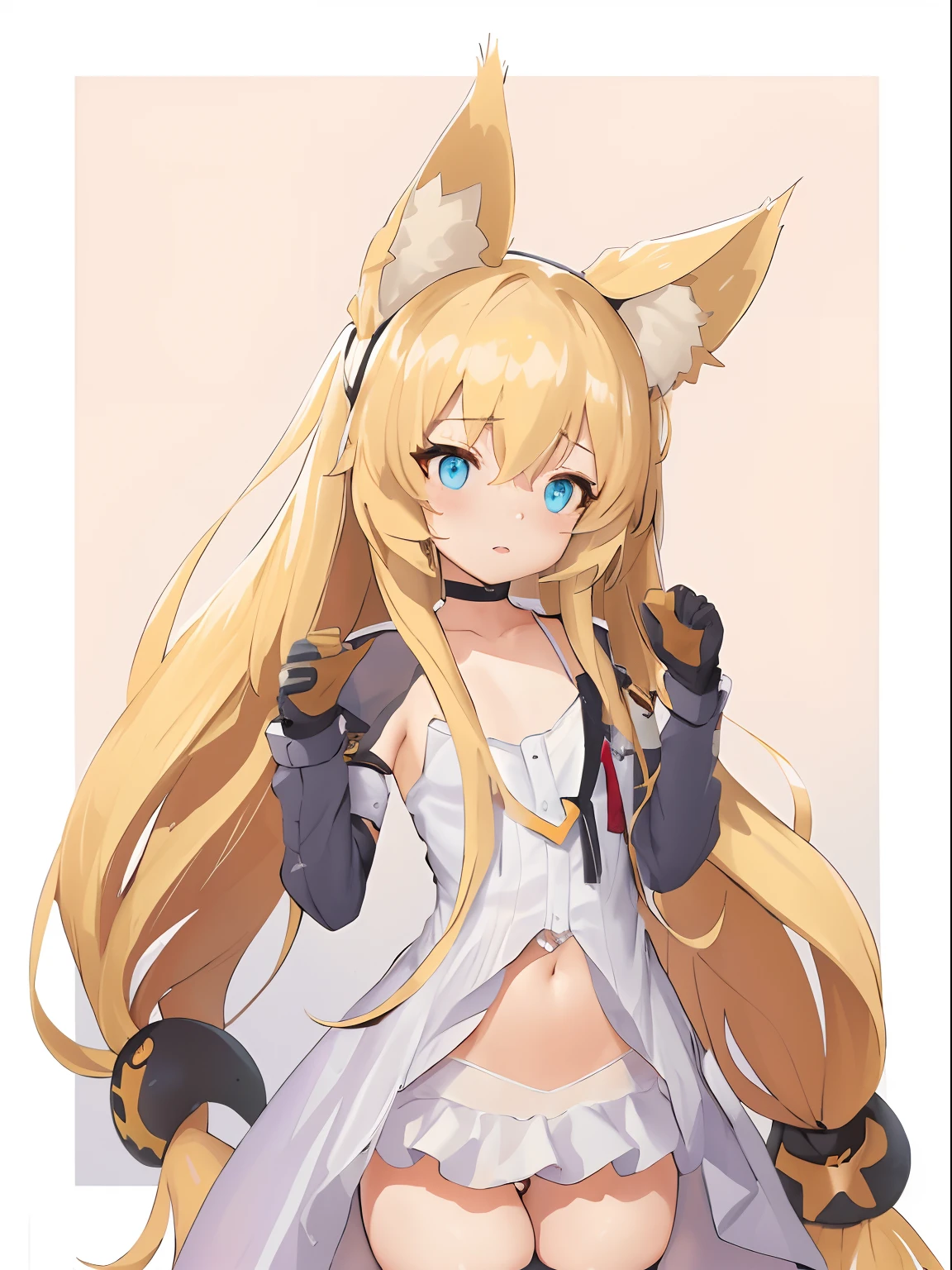 g41_(girls'_frontline), girls'_frontline, absurdly long hair, animal ears, asymmetrical legwear ...