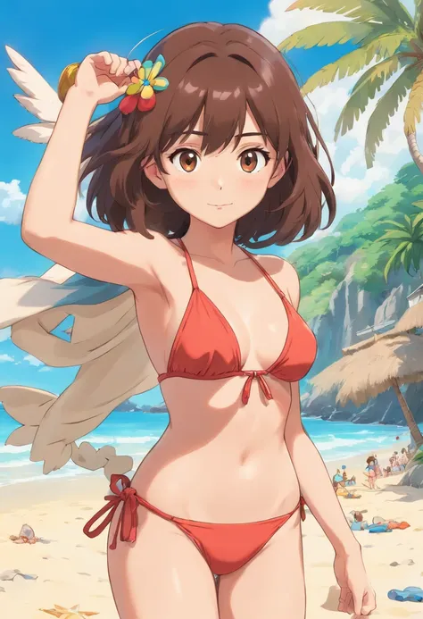 Bikini beach brunette - SeaArt AI