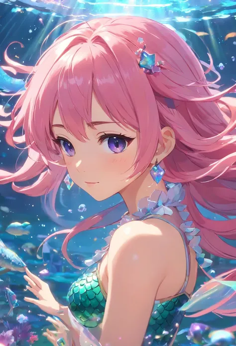 ACG 3D rendering,Pink hair, estrus, mermaid, exposed - SeaArt AI
