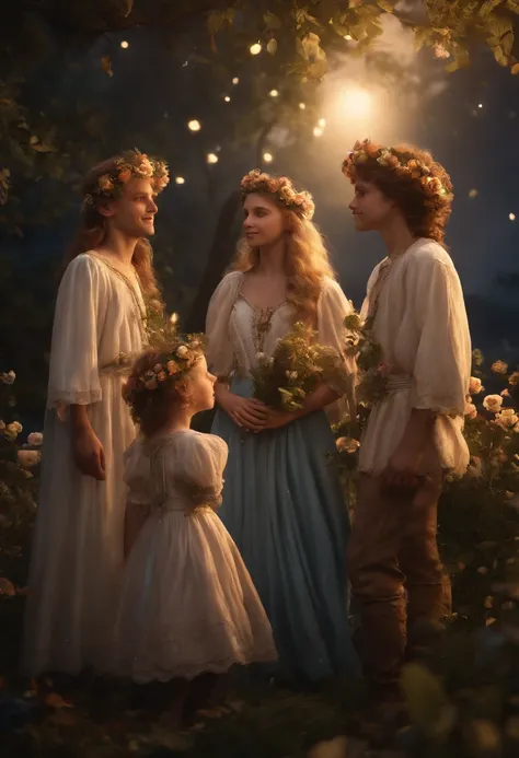 27 YEAR OLD FATHER AND THREE SONS DRESSED AS FAIRIES, NIGHTTIME ...