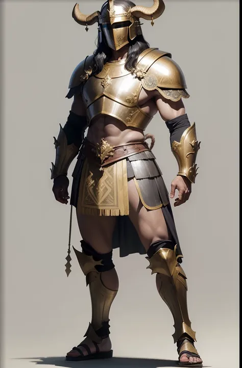 Make full-body image of Crios with Roman armor and helmet with ram's ...