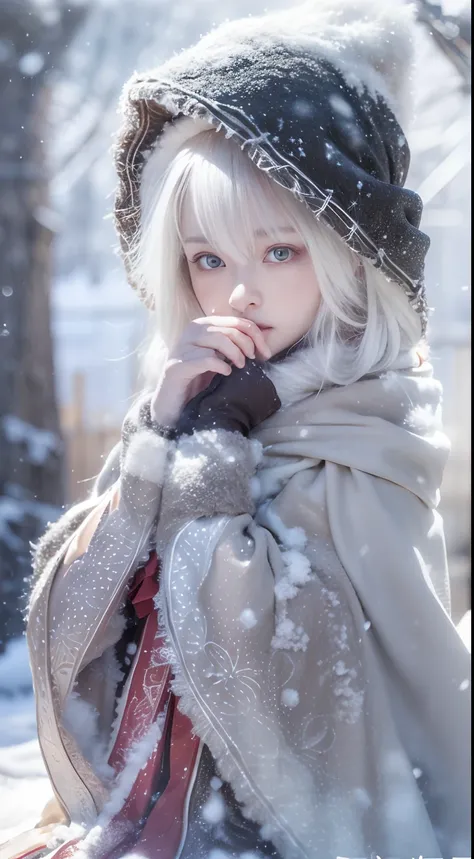solo, snow, snowing, blonde hair, long hair - SeaArt AI