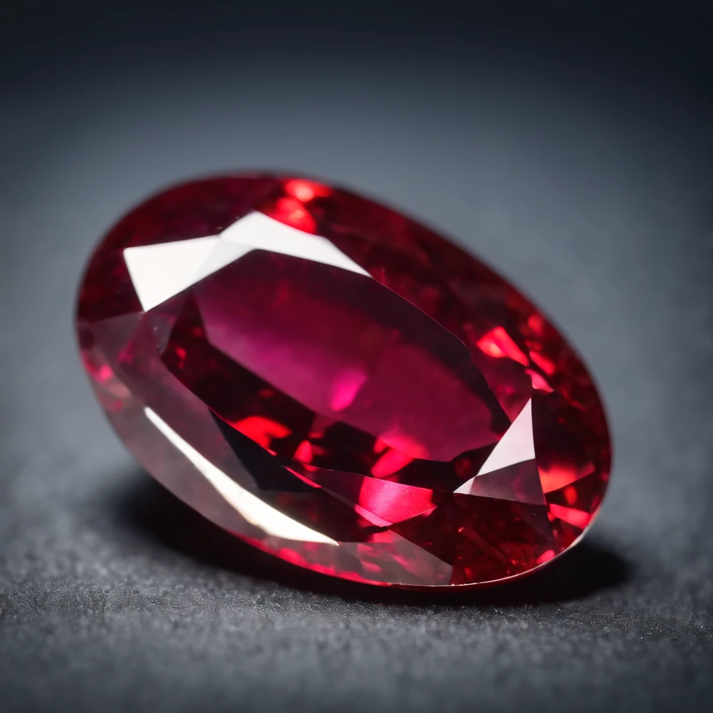 A close up of a red ruby gems on a black surface - SeaArt AI