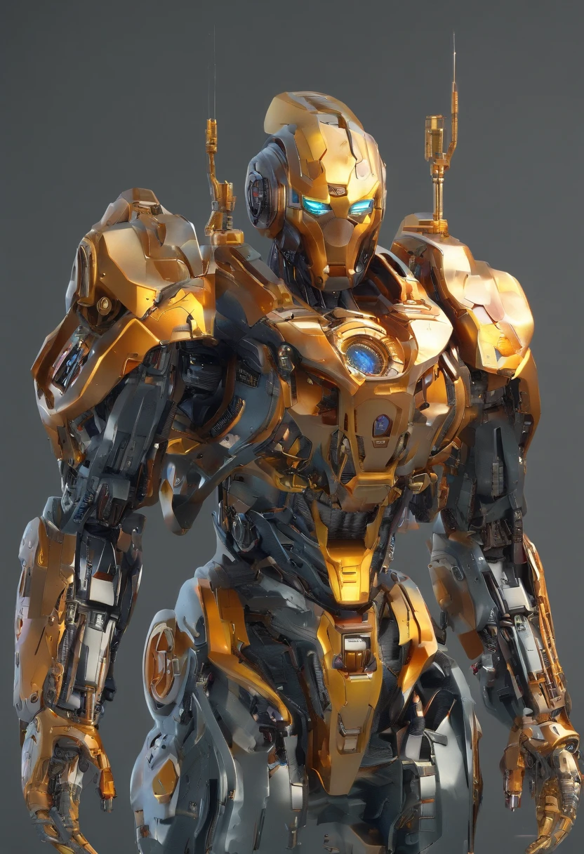 (high quality,artwork:1.2),3d model,detailed,realistic robot head ...