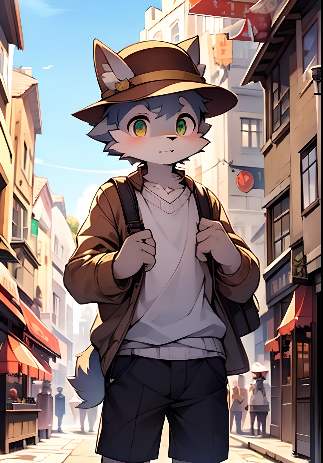 A close up of a person wearing a hat and a jacket - SeaArt AI