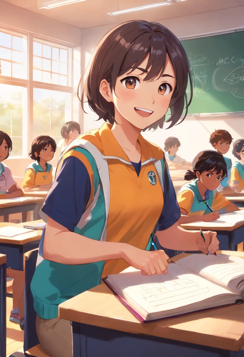 Neste quarto quadrinho, We changed the setting to a vibrant, energetic ...